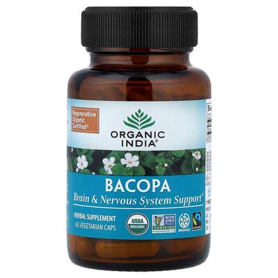 有机印度,Bacopa, 60 Vegetarian Caps (350 mg per Capsule)