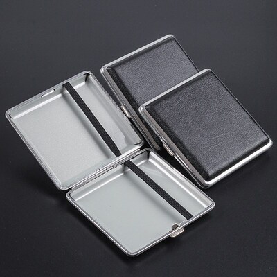 Double-open Leather Cigars Cases 20pcs Cigarettes Stainless
