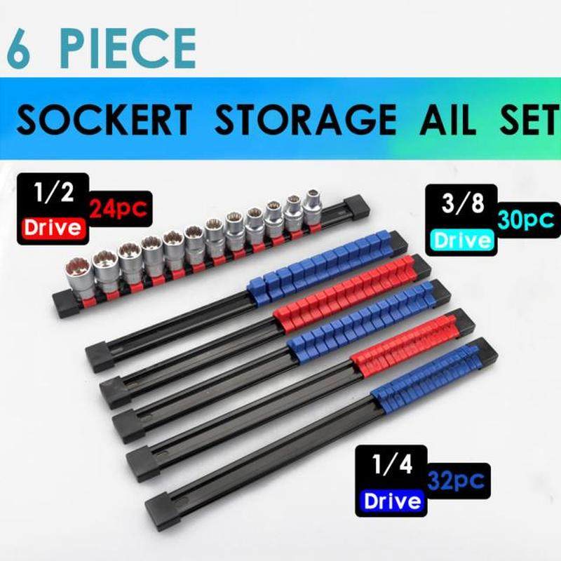 6PCS/Set 1/2 3/8 1/4 Socket Organizer Drive Sleeve Storage B_虎窝淘