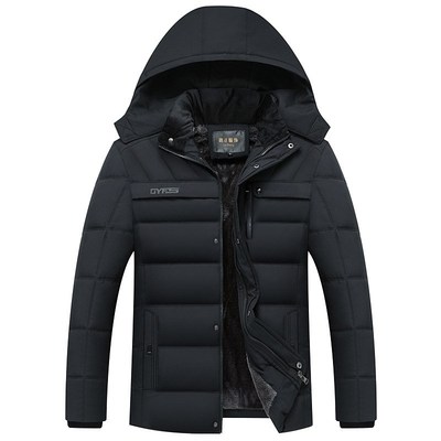 2021 New Fashion Fleece Hooded Winter Coat Men Thick Warm Me