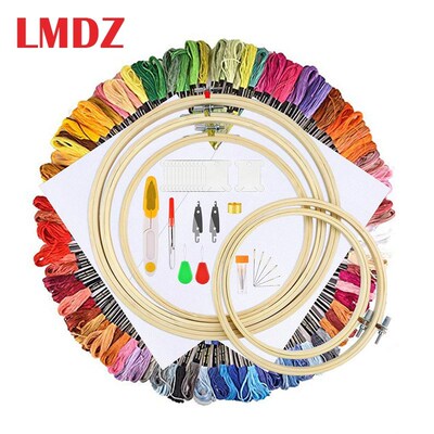LMDZ Embroidery Starter Kit Cross Stitch Set with 50Color Cr
