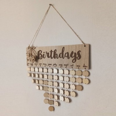 Wooden Lowercase Letters Birthdays Calendar Hanging Board