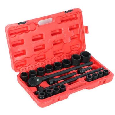 20Pcs Ratchet Socket Deep Impact Sleeve Set Hex 6 Point Metr