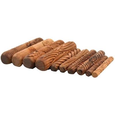 Pottery Tools,Wooden Handle Rollers Clay Modeling Pattern