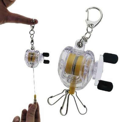 Fly Fishing Reel Keychain Retractable Tackle Key Ring With