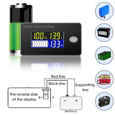 Li-ion Lifepo4 Lead acid Battery Capacity Indicator 12V 24V