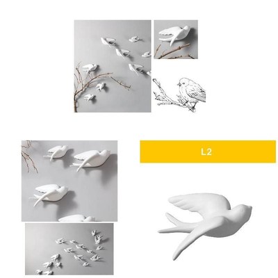 1pc 3D Ceramic Birds Murals Wall Hanging Decorations Crafts