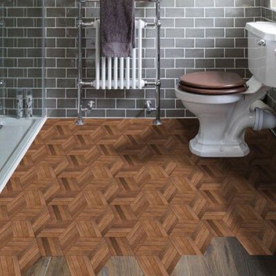 10 Pcs Hickory Texture Hexagon Ground Stickers Waterproof