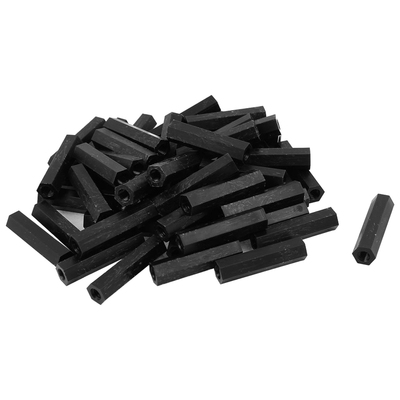 M4x30mm Female Thread Nylon Hex Standoff Spacer Pillar Black