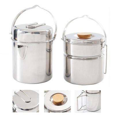 Stainless Steel Camping Pot Set Cooking Kettle Portable