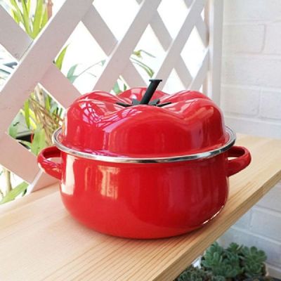 1.7L/2.5L Porcelain Enameled Saucepan Red Tomato Pot For