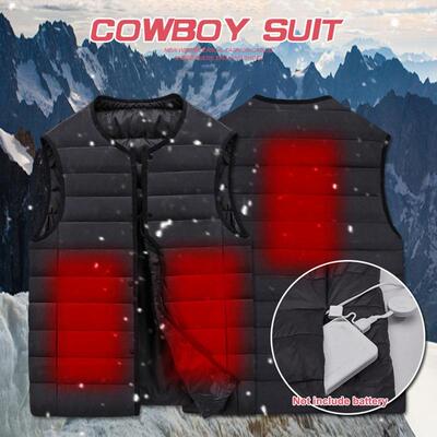 Smart Charging Heating Vest Men Cotton Coat V-neck Graphene