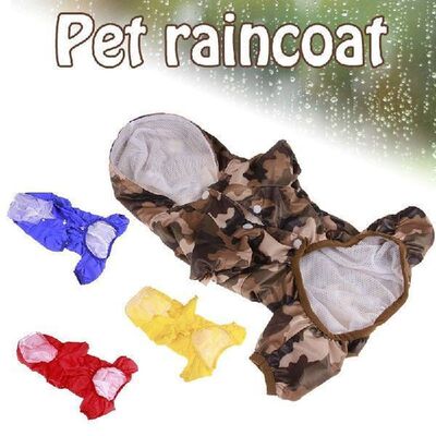 Dog Raincoat Waterproof Lightweight Rain Hooded Poncho Pet