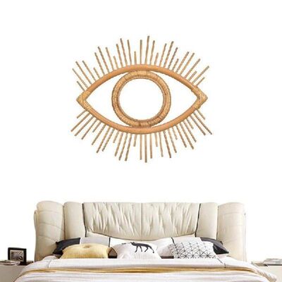 Rattan Mirror Frame Crafts Eye Style Photo Wall Hanging