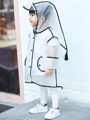 Kids Raincoat Waterproof Rain Poncho Clear Transparent