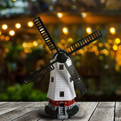 Dutch Windmill Solar Powered Resin Windmill Light Led