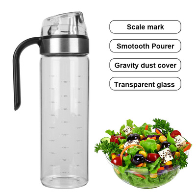 Olive Oil Dispenser Bottle Auto Flip Cap Transparent Glass