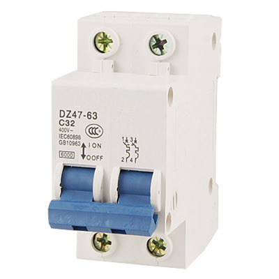 DZ47-63 C32 AC 400V 32A 6000A 2 Poles DIN Rail Mount Miniatu