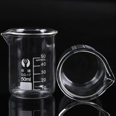 1PC Capacity 50ml Low m Beaker Chemistry Laboratory Glass Tr