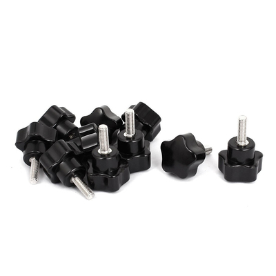 10x Black M5x15mm Male Thread Screw Star Head Cap Clamping K