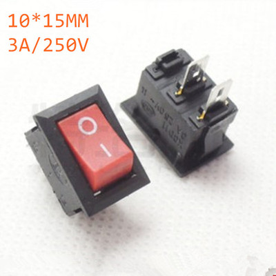 10pcs Red Push Button Switch 3A 250V KCD11 2Pin Snap-in On/O