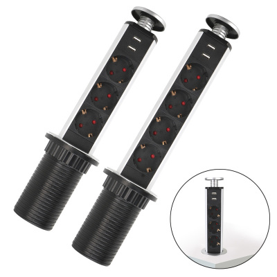 Power 1 Led+2 charge USB Hidden Desktop Sockets Kitchen
