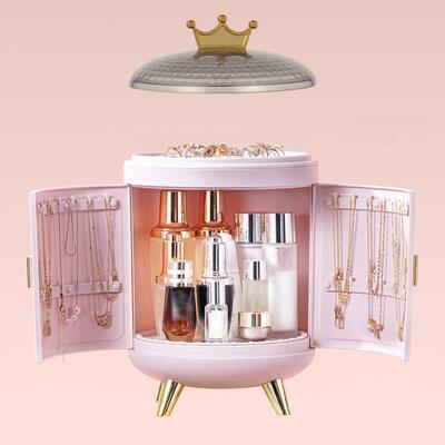360 Rotation Makeup Jewelry Organizer Luxury Crown Cosmetic