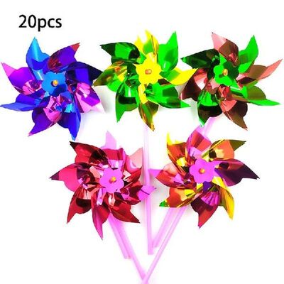 20pcs Garden Pinwheel Plastic Windmills Easy Rotate Pin