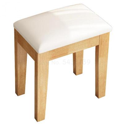 Nordic solid wood dressing table stool leather soft bag