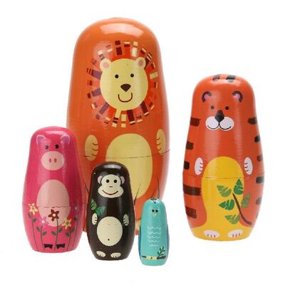 5pcs Wood Russian Nesting Doll Matryoshka Dolls for Kids