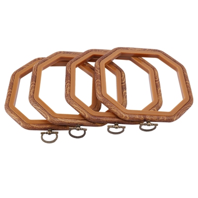 4PCS Octagon Embroidery Hoops Imitated Wood Cross Stitch