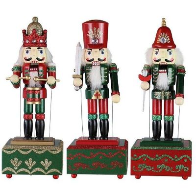 Christmas Music Box Wooden Musical Nutcracker Soldier Doll