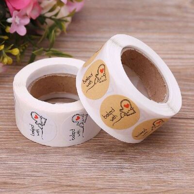 500 Buah Panggang dengan Cinta Putaran Label Perekat