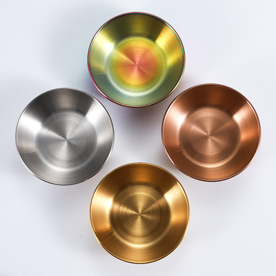 4pcs Golden Sauce Dish Appetizer Serving Tray Stainless