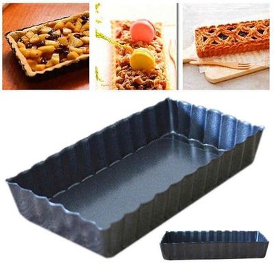 Removable Bottom Quiche Tool Black Rectangle Fluted Pie