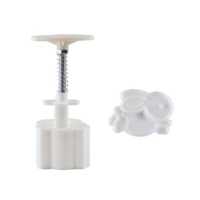 50g Mooncake Barrel Mold with 3D Rabbit Stamp Hand Press