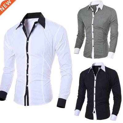 Camisa 2021 Fashion Personality Men Shirt Casual Slim Long-s