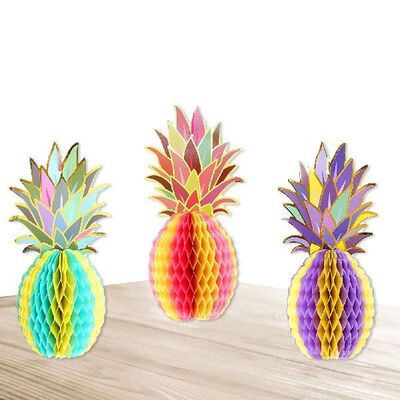 3 Pcs Pineapple Honeycomb Centerpieces Table Hanging Paper