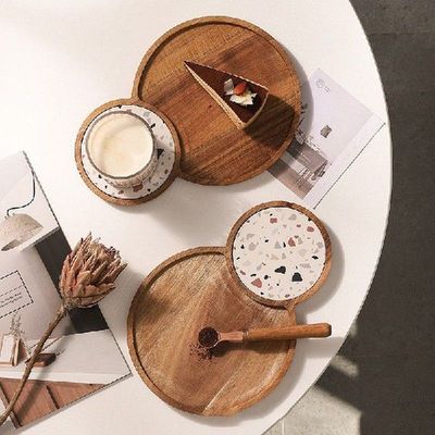 Vintage Wood Tray Dinner Plate Creative Tableware