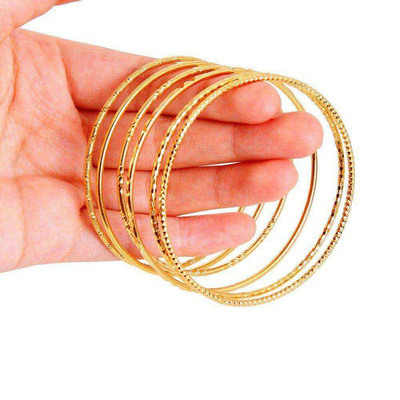 1 Pc Womens Luxury Dubai Gold Bangle 2mm Thin Brlet For