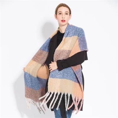 Winter Warm Plaid For Women Scarf Thick Blanket Shawls Wraps