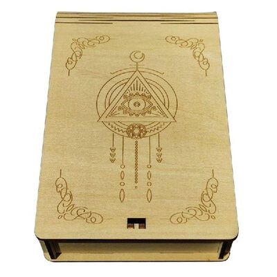 Hiasan Tangan Diukir Kartu Tarot Kayu Kotak Perhiasan Dada