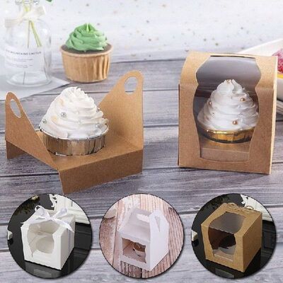 Window Cake Box Tow Muffin Single Cupcake Box Party Wedding