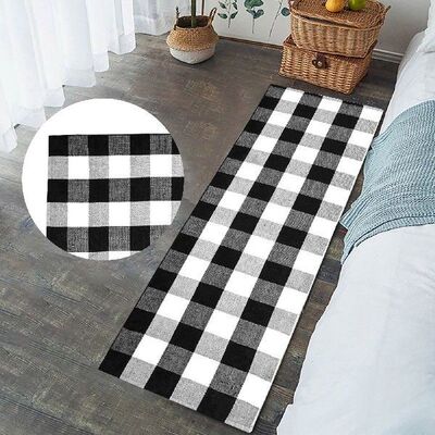Cotton Buffalo Plaid Rugs,buffalo Check Rug,24in X 51.18in