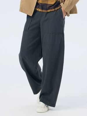 斯琴2023秋专柜正品女莱赛尔棉混纺灰兰长裤 BCQK00479