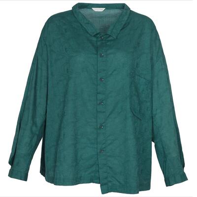 斯琴2022春新款刺绣棉立领不规则下摆休闲衬衫上衣BBCS03604 858