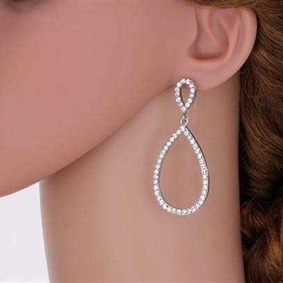 Simple Design Long Earrings for Women Top Crystal White K Pl