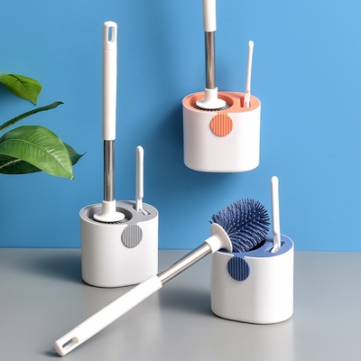 The toilet washes the walls of the toilet and the toilet bru