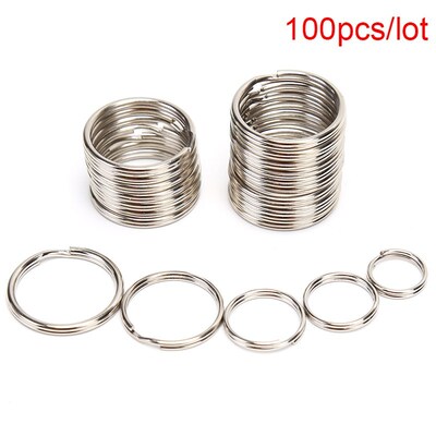 100PCS Stainless Steel DIY Polished Split Ring Keyrings Key