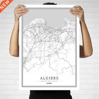Algeria Creative city map Algiers Abstract Canvas Paintings